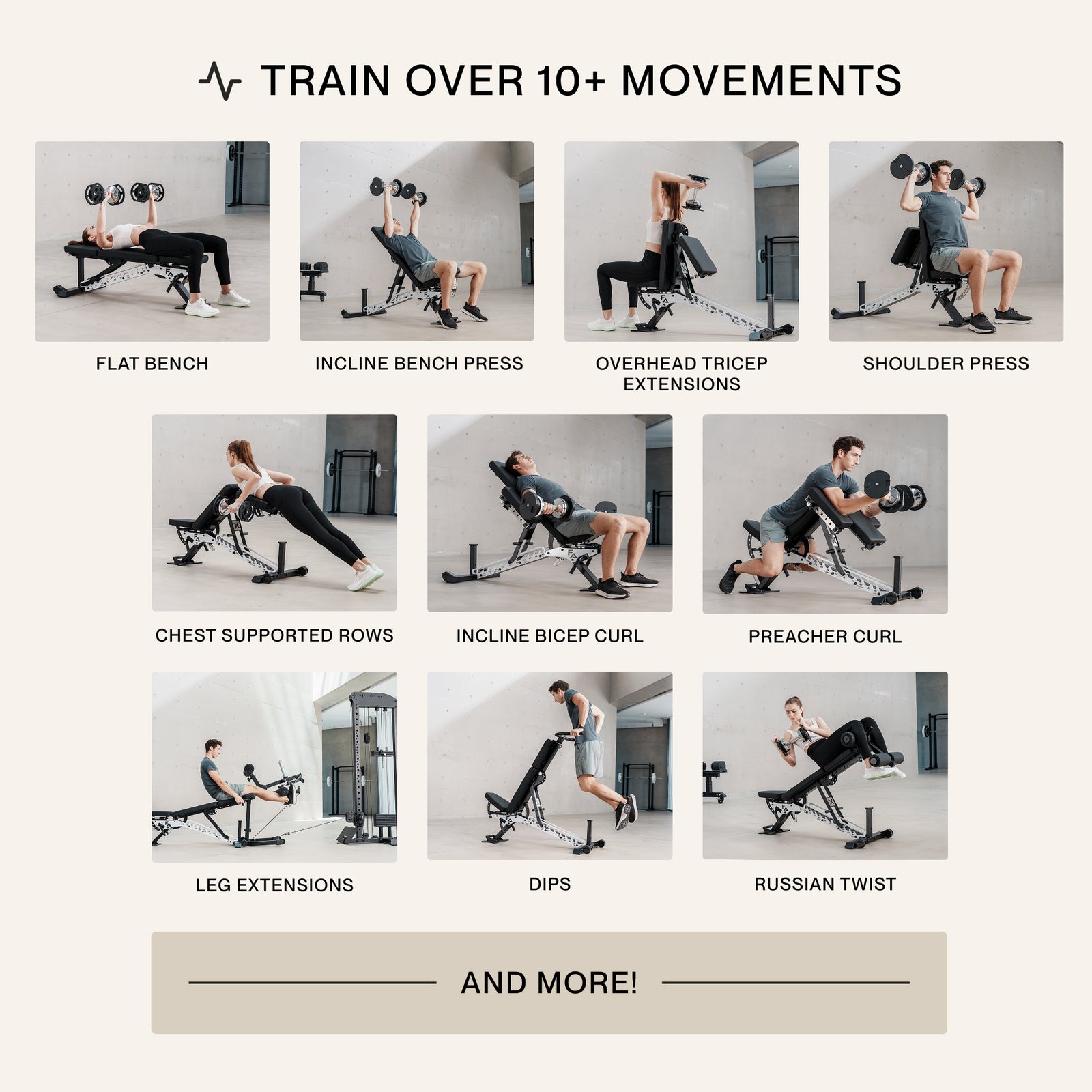 ABX Weight Bench - 10 Machines in 1 | Adjustable Weight Bench